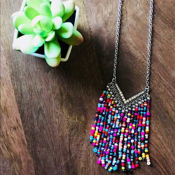 Flint+Feather | Jewelry | Flintfeather Multicolor Bead Boho Fringe ...